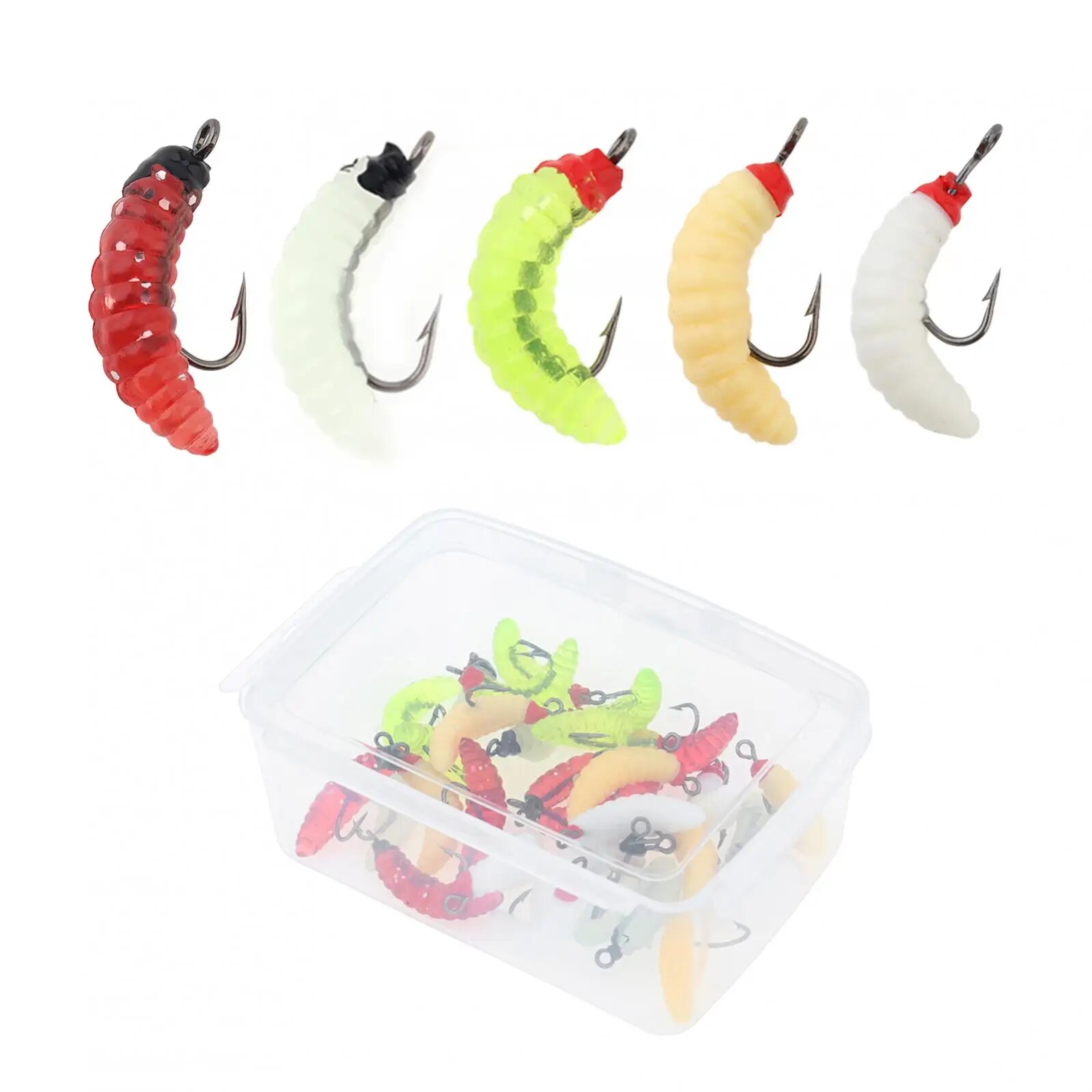 30 шт, мягкие силиконовые черви-червяки с крючком, светящиеся рыболовные крючки для искусственного хлеба, червяк, приманки