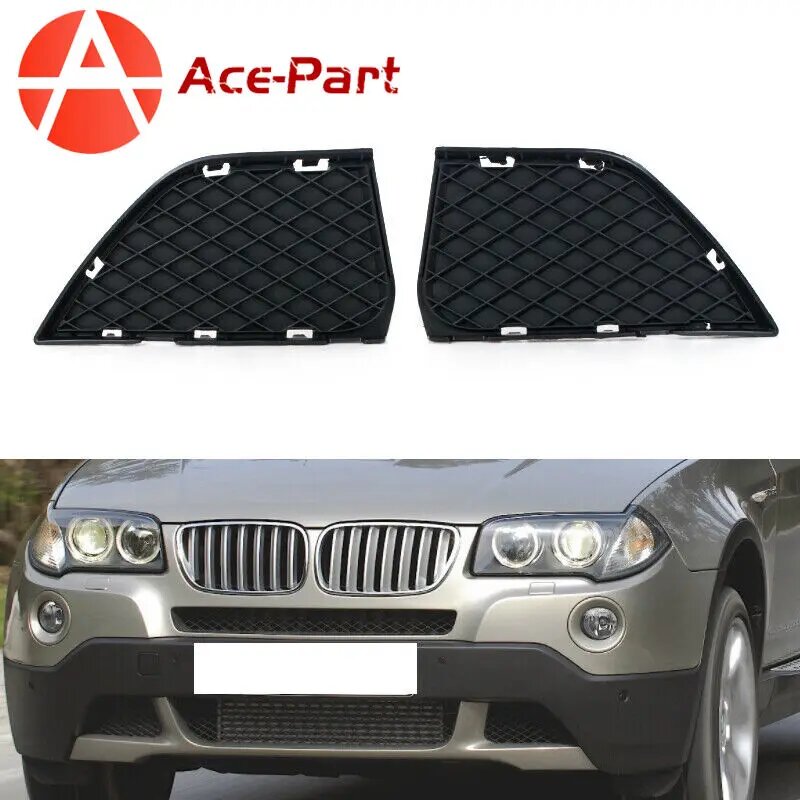 Передний бампер BMW X3 E83 2007-2010, решетка, Color: a pair