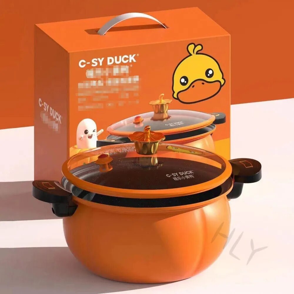 Скороварка C-SY DUCK, Чугун, 8 л, антипригарное покрытие, для индукционных плит, оранжевый, 1 шт.