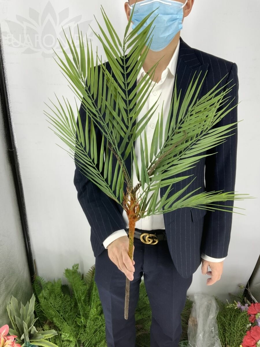 Папоротник пальма ветка искусственный премиум для декора интерьера в кашпо фитостены 87 см