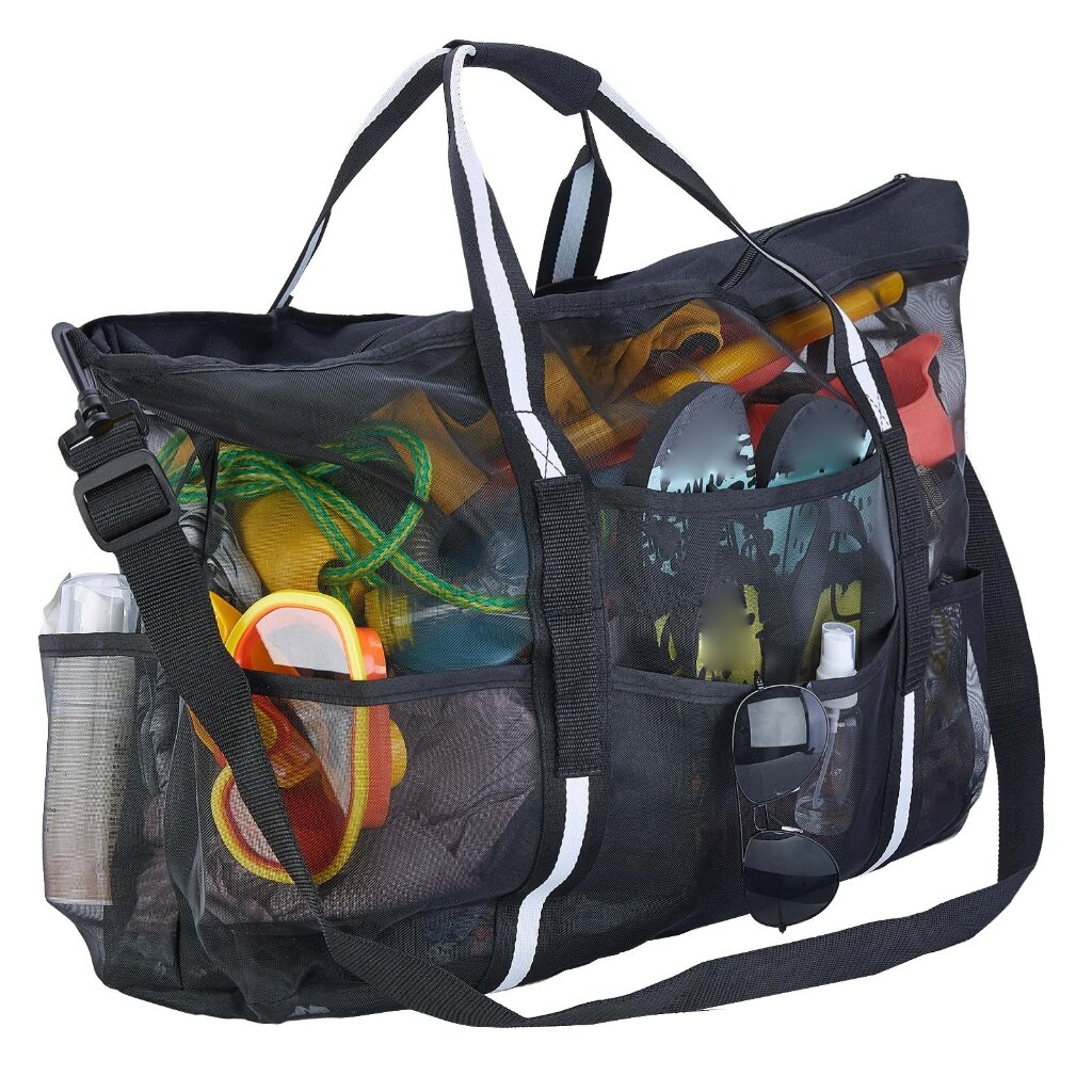 Beach Bags Waterproof Sandproof, Mesh Beach Bag, Swim Pool Bag Beach Tote Bag
