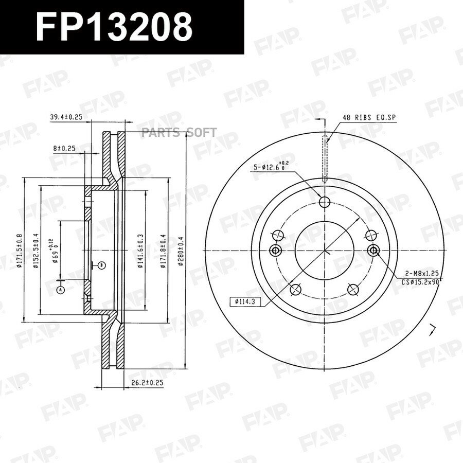 Диск тормозной HYUNDAI ix20 (JC) FAP FP13208 | цена за 1 шт