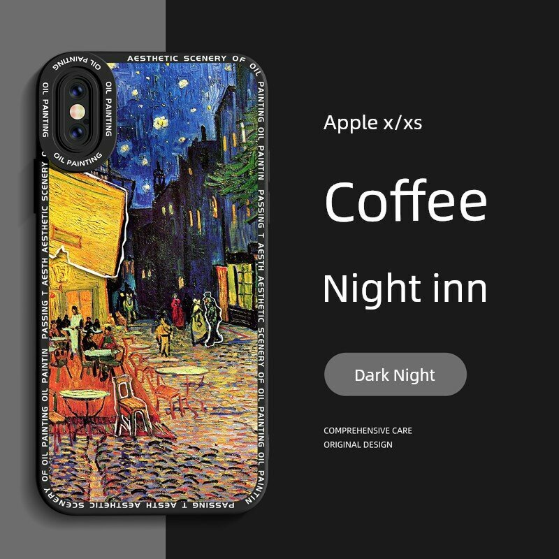 Силиконовый чехол для iPhone X/XS с рисунком масляной живописи Ван Гога, противоударный, полное покрытие, ультратонкий