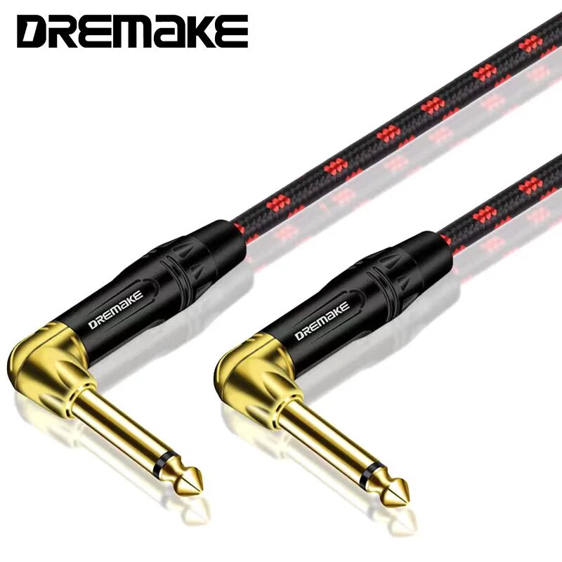 Гитарный кабель DREMAKE 6.35 мм, 1 м, прямой угол