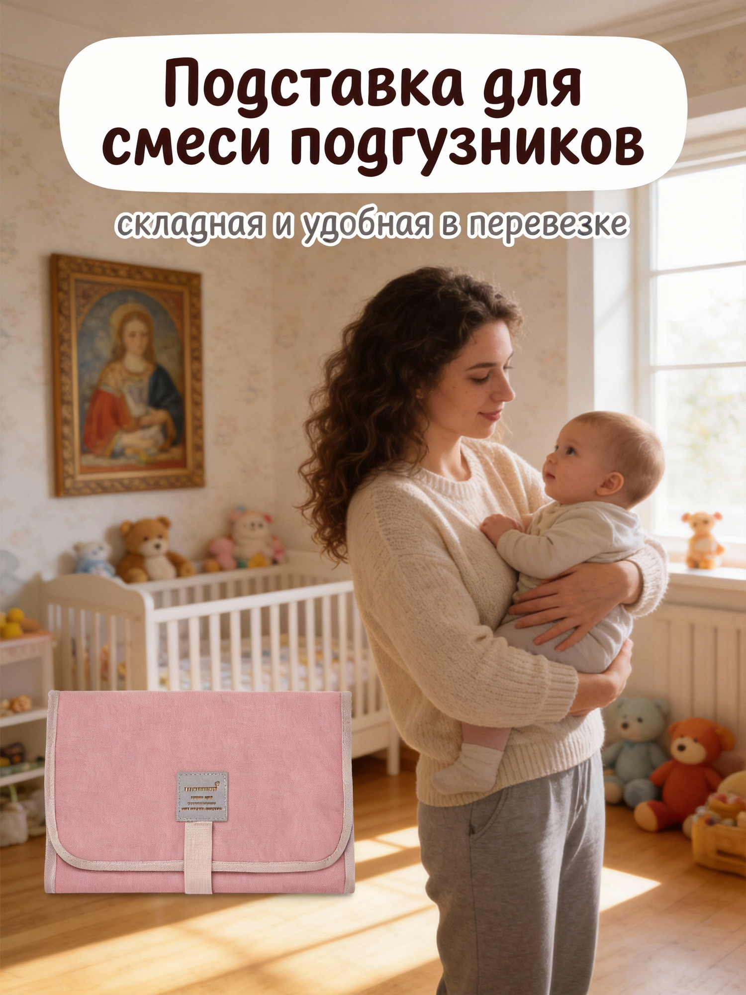 Складная подставка для смены подгузников, компактный переносной коврик для пеленания с большой зоной и водонепроницаемой поверхностью