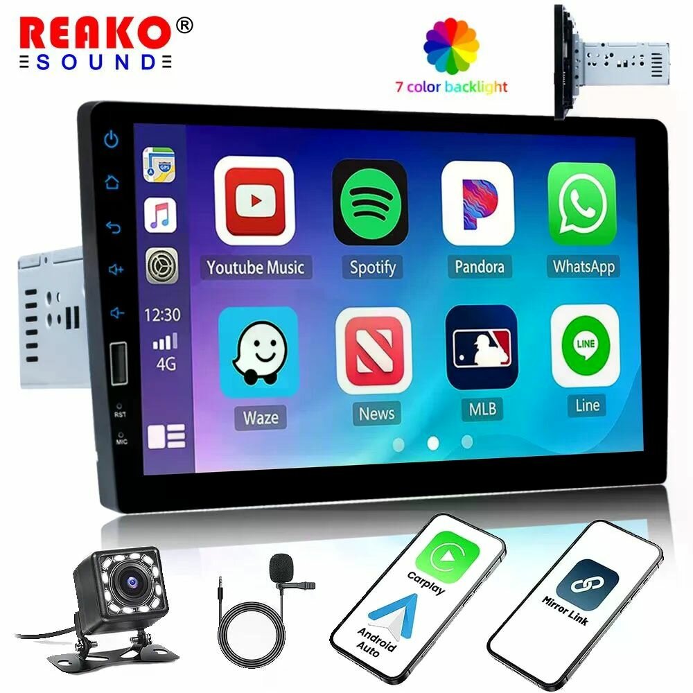 REAKOSOUND Автомагнитола, диагональ: 9", 1 DIN, 0ГБ/63ГБ