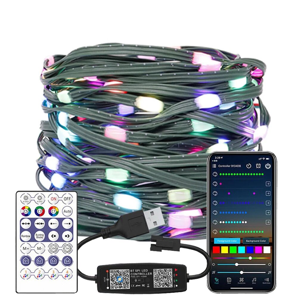 RGB светодиодная лента 10M, зеленый провод