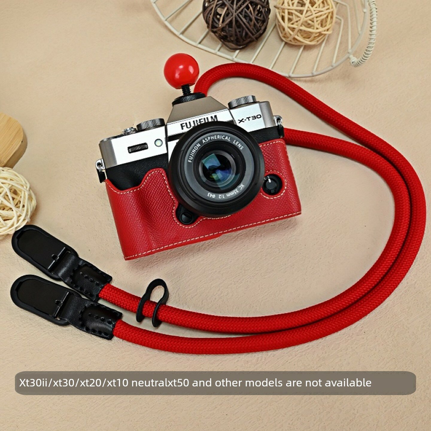 База для камеры Fuji XT30 III/II/XT30/XT20 с ремешком и текстурой ладони, китайский красный
