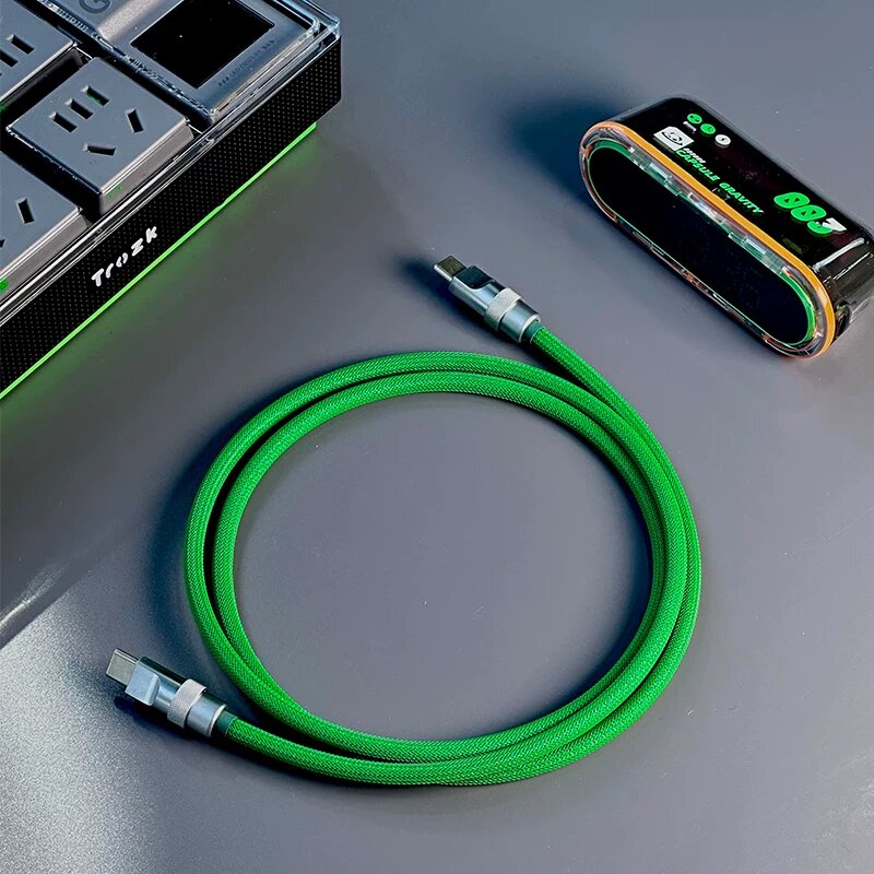 Плетеный кабель 1.5 м Type-C к Lightning для iPhone 8-14, мятный зеленый, быстрая зарядка, без адаптера