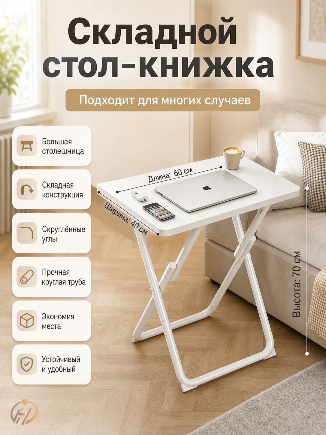 Стол-книжка Откидной, 60х40х70 см