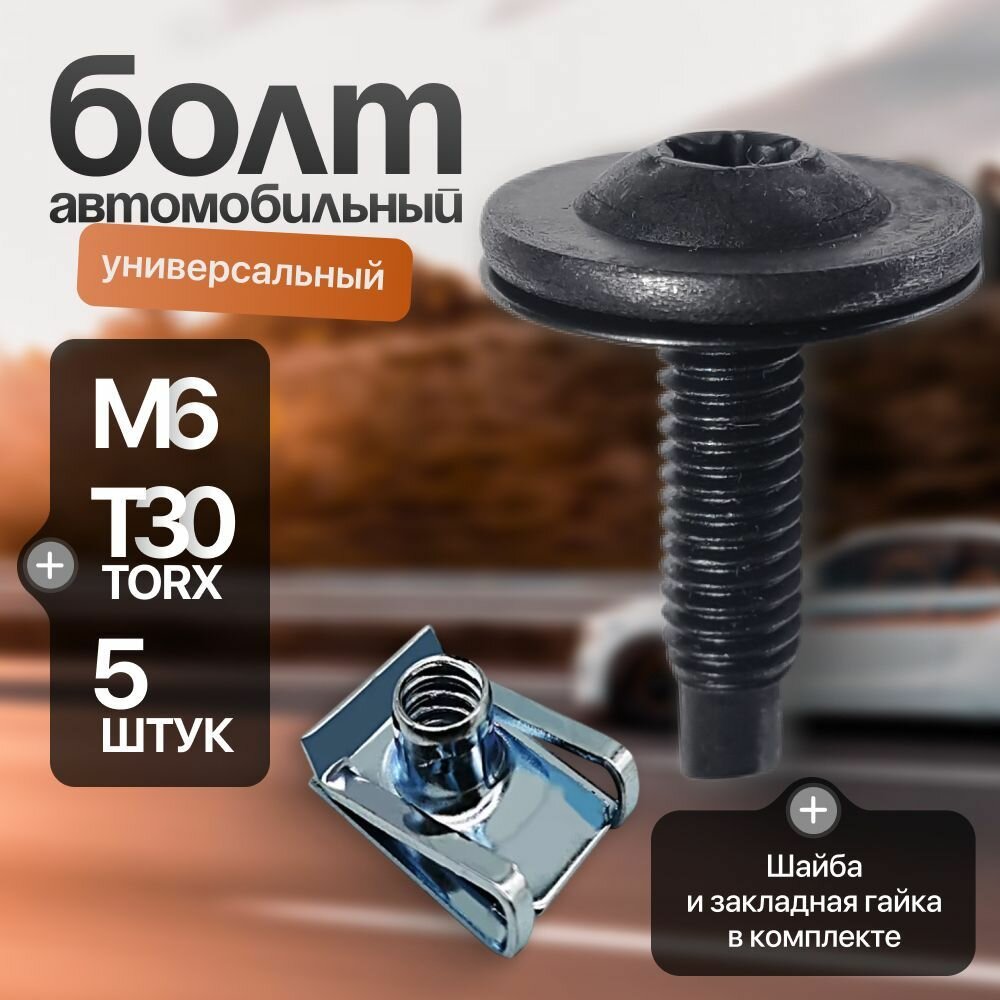 Болт м6 автомобильный под шестигранник TORX T30
