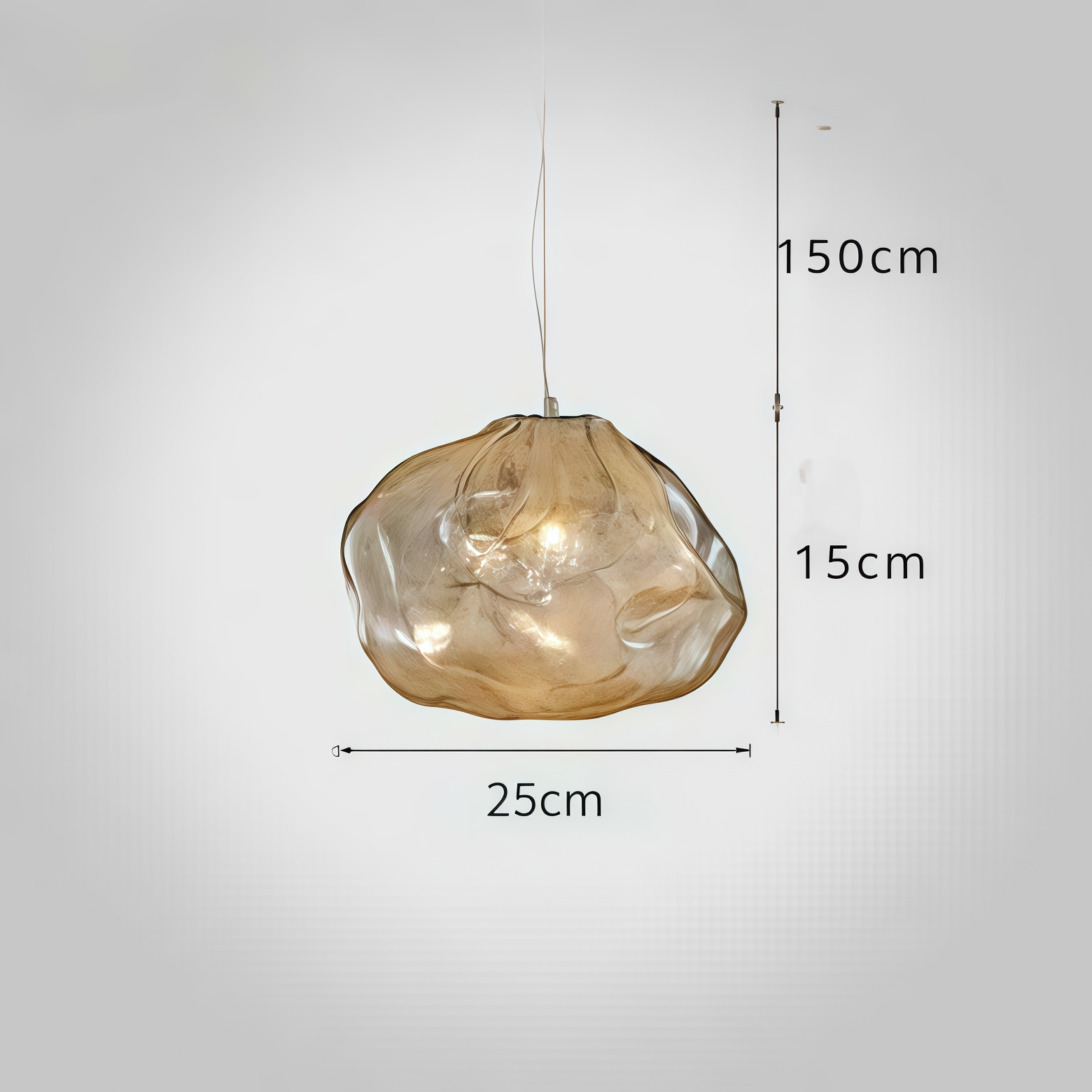 Люстра Clear Lighting, E27 LED, стекло, янтарный/сажевый цвет, IP10, длина подвеса 150см