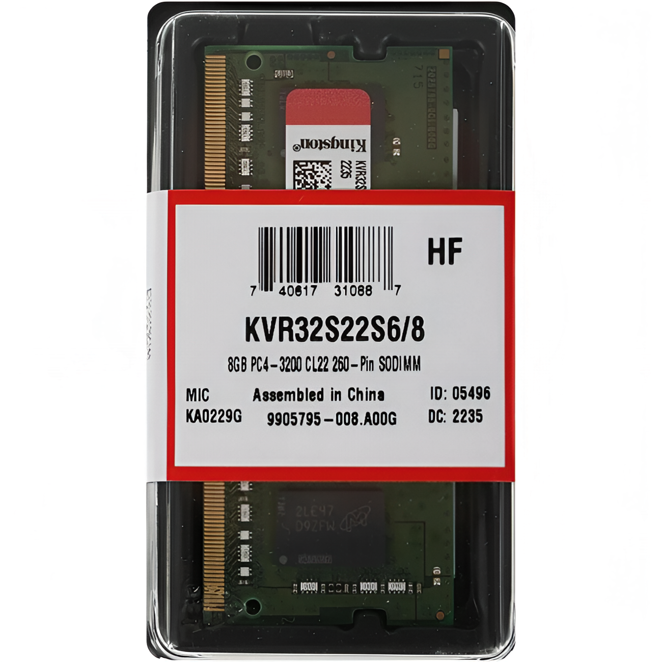 Модуль памяти NBook SO-DDR4 8Gb, 3200Mhz, Kingston (KVR32S22S6/8)