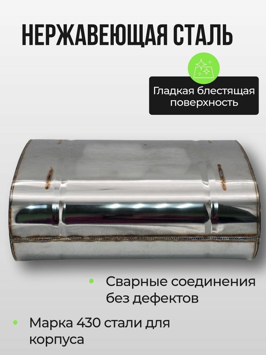 Глушитель тихий универсальный 2.5л+ AISI-430 63мм — фото 1