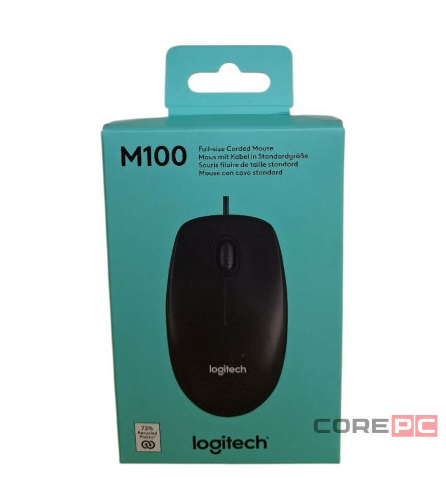 Мышь проводная Logitech M100 оптическая 1000DPI черная