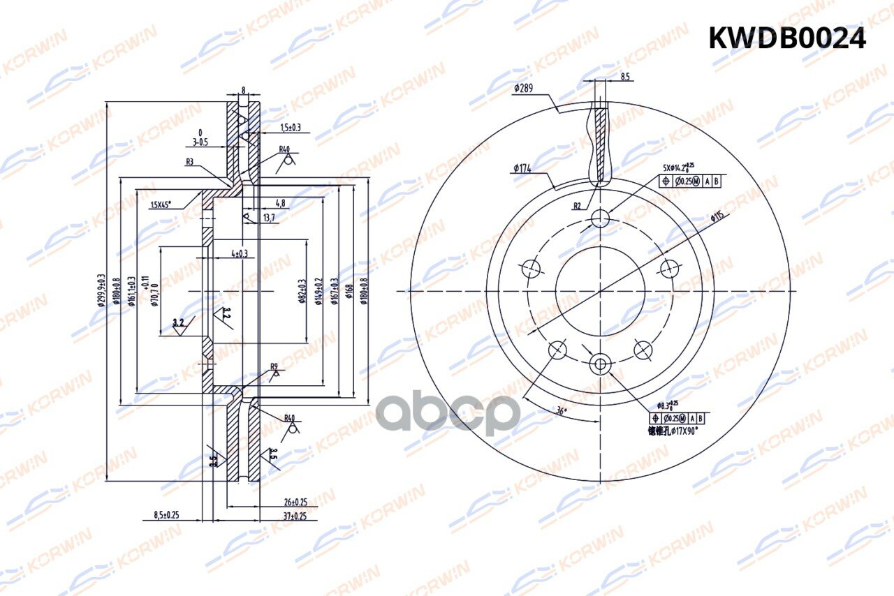 Диск с покрытием передний CHEVROLET CRUZE/OPEL ASTRA J R16 09- KORWIN арт. KWDB0024