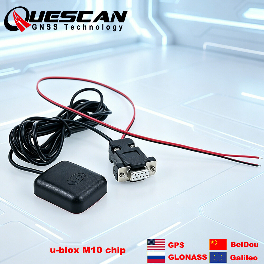 QUESCAN QS100RN ublox10 3,3-5 В RS232 DB9 GPS ГЛОНАСС Galileo BeiDou антенна с внешним кабелем питания NMEA 0183 GPS ГЛОНАСС GNSS приемник 1-25Hz