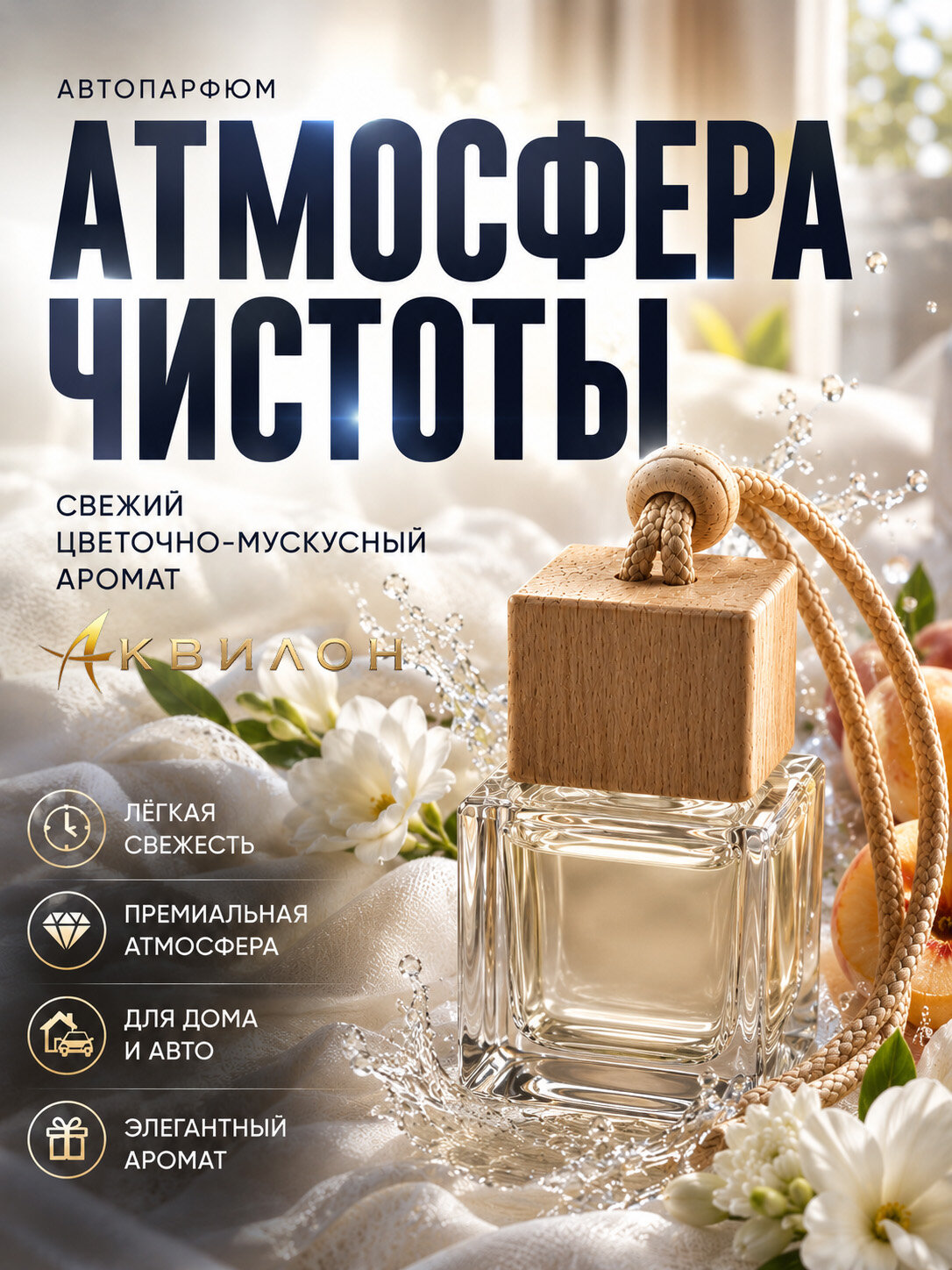 Автомобильный ароматизатор в машину 1 шт, автопарфюм, атмосфера чистоты, аквилон освежитель воздуха в авто ароматизатор в салон автомобиля