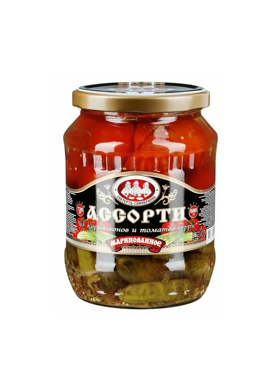 Скатерть-Самобранка Ассорти из Корнишонов и томатов Черри, 720 г