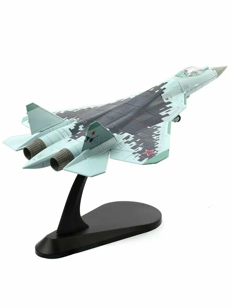 Модель самолета Су-57 1:100 металл истребитель РоссияС подставкойЛитая