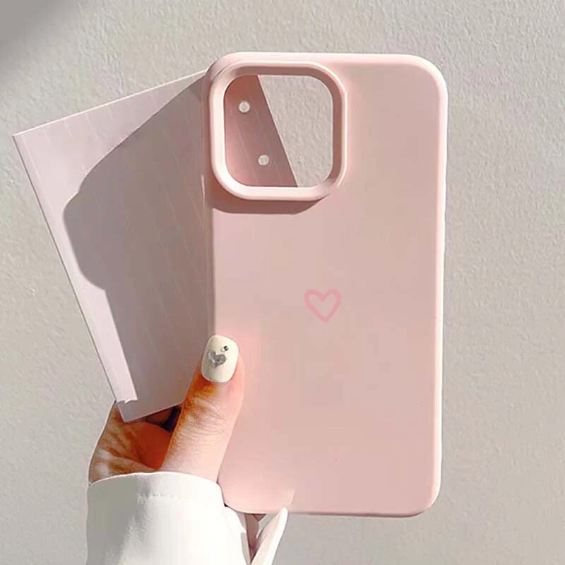 Розовый минималистичный чехол для телефона в форме сердца для iPhone17 Про Макс, Розовый, Light Pink