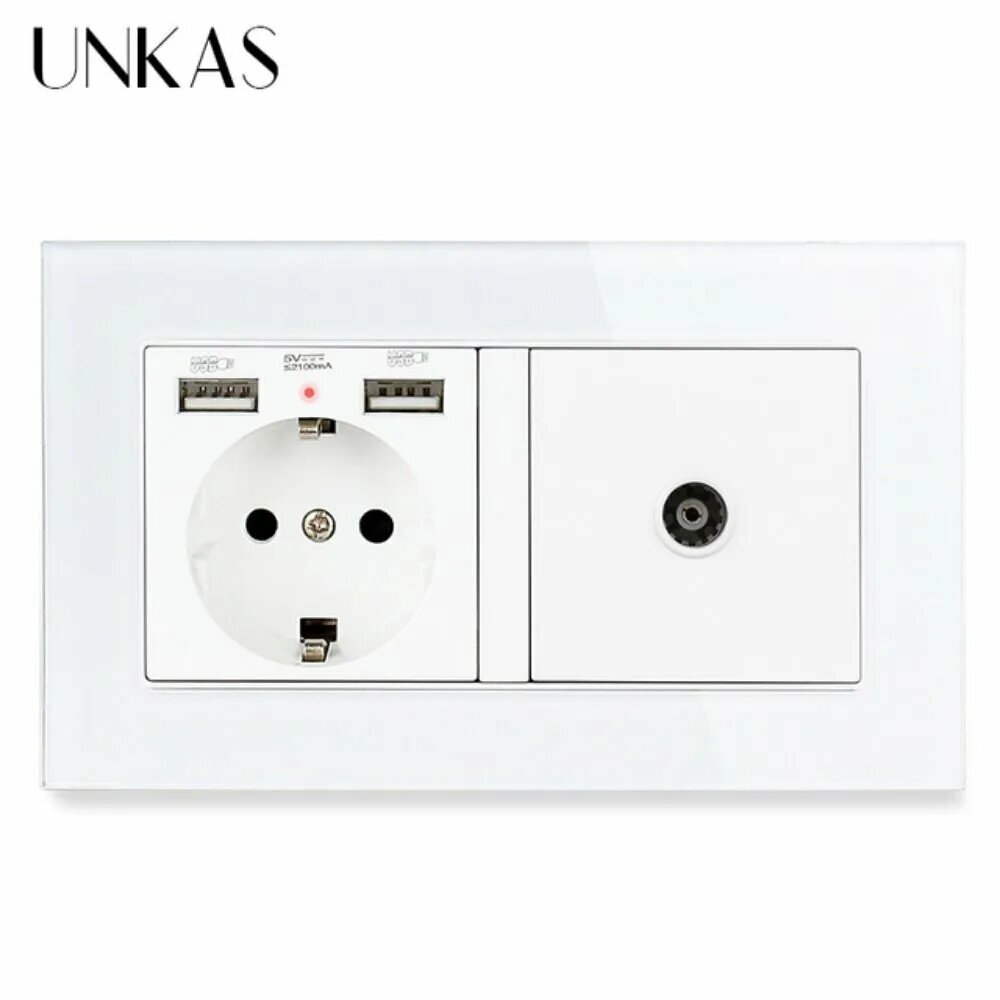 Хрустальная розетка из закаленного стекла с двойным USB + RJ45 Интернет-разъем + телевизионный порт Розетка