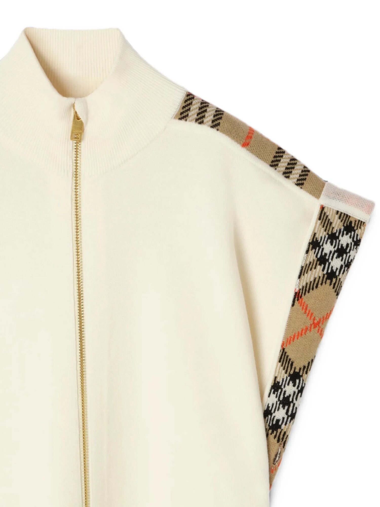 Накидка BURBERRY Check-trim full-zip cape, размер 3 года, белый — фото 1