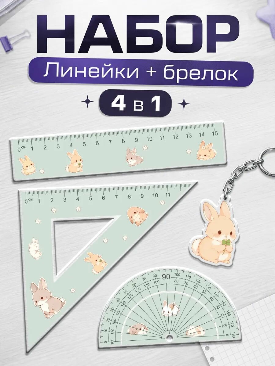 Набор линеек для школьника зайчики