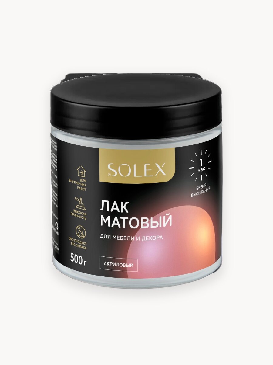 Лак для мебели и декора SOLEX - матовый (500 мл.)