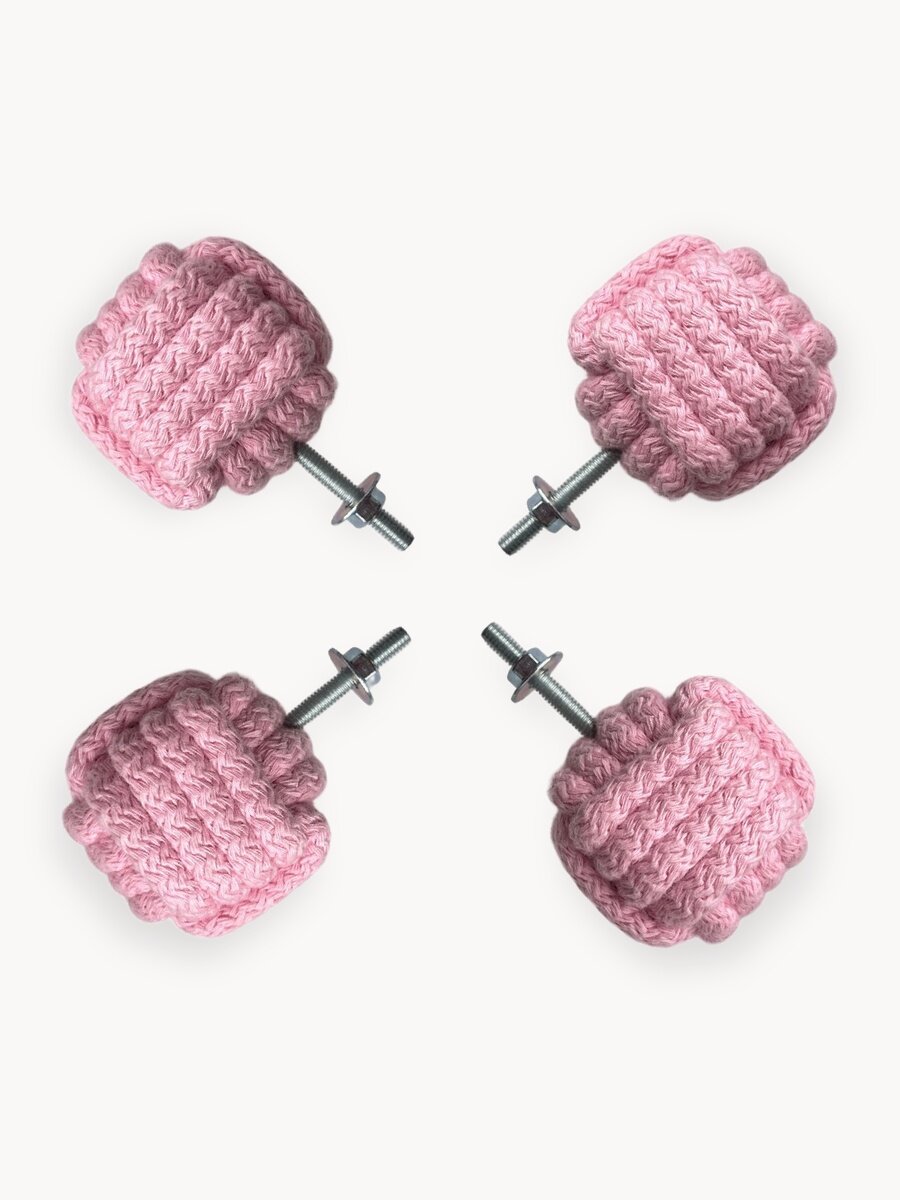 Ручка-кнопка мебельная из хлопка 4шт, розовый