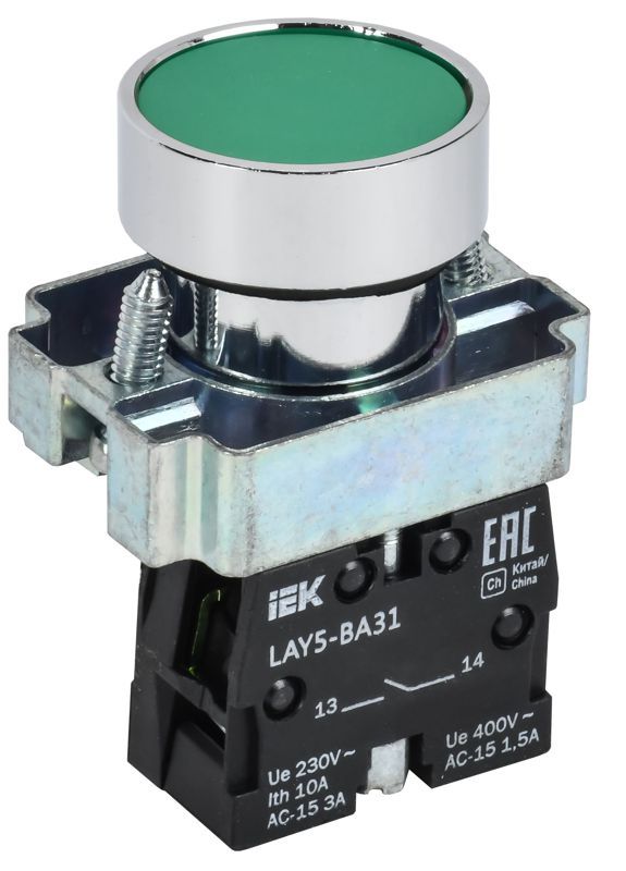 Кнопка LAY5-BA31 без подсветки зел. 1з IEK BBT60-BA-K06