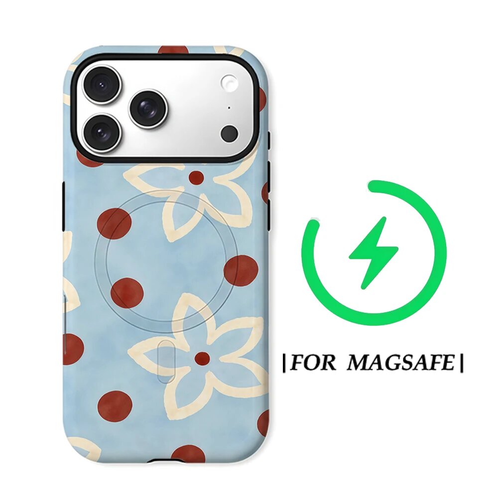 Ударопрочный Жесткий Чехол BioCase Retro Floral Polka Dot 2-в-1 С Поддержкой 2669428, IPHONE16PRO