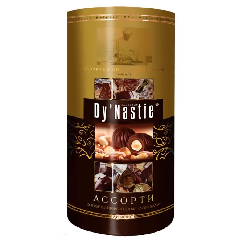 Конфеты Dy Nastie шоколадные "Ассорти с орехами" /туба/ 260г