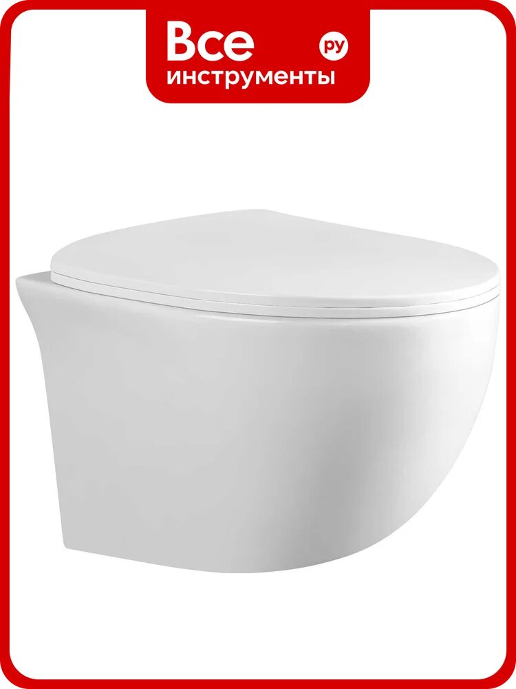 Унитаз подвесной Brera Paini 520x370x360 мм Rimless, с сиденьем, белый глянец URB742005WH