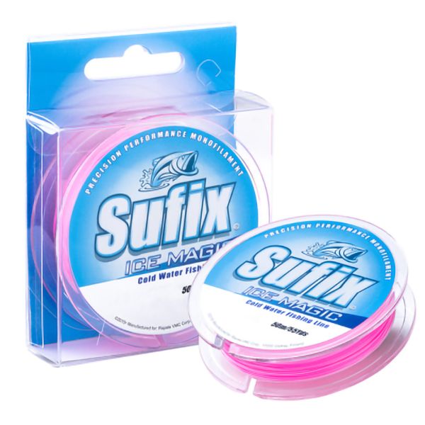 Леска зимняя SUFIX Ice Magic 50 м 0.135 мм, 2.0 кг. бело-розовая