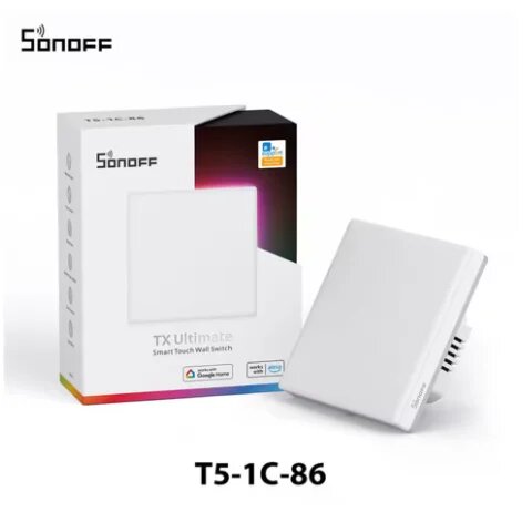 Умный Wi-Fi выключатель SONOFF T5 TX Ultimate с сенсорным управлением и поддержкой LED-подсветки, 86 мм, совместим с eWeLink, Alexa, Google, Siri, Алиса.