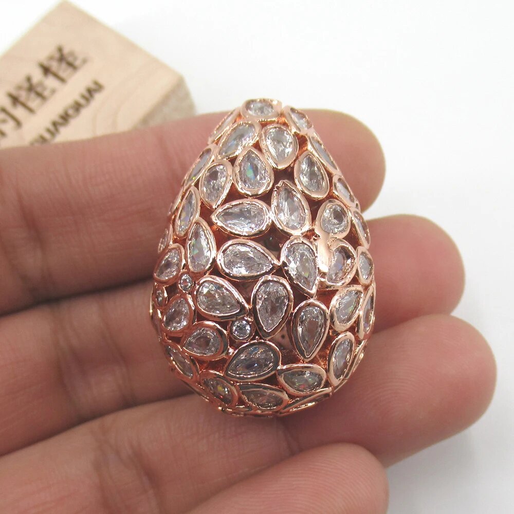 AIPIAODEGUAIGUAI позолоченные бусины с кубическим цирконием 25x35 мм Желтый, rose gold