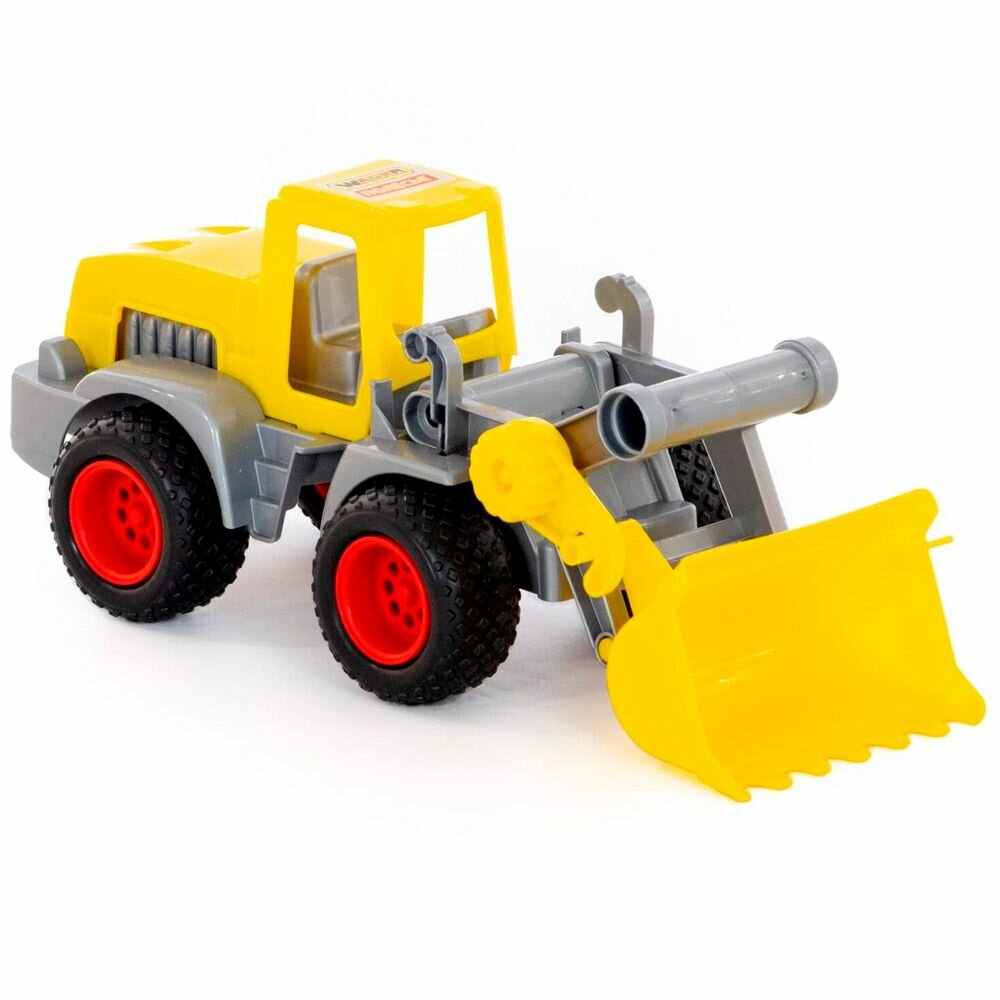 Трактор-погрузчик "КонсТрак" с ковшом, детская машинка для мальчика, пластиковая машинка-игрушка для сюжетно-ролевых игр, в сетке