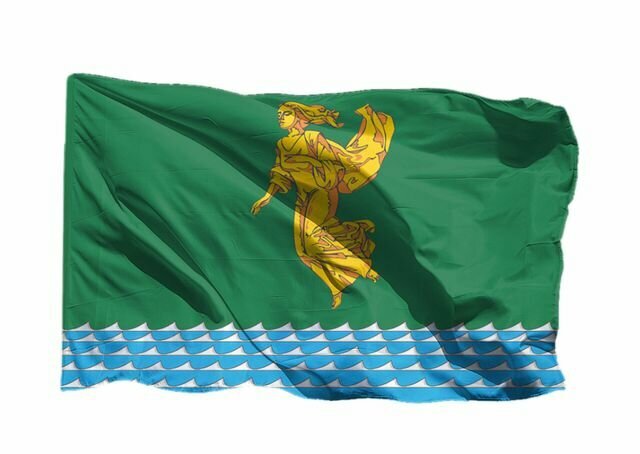 Флаг Ангарска на шёлке, 70х105 см для ручного древка