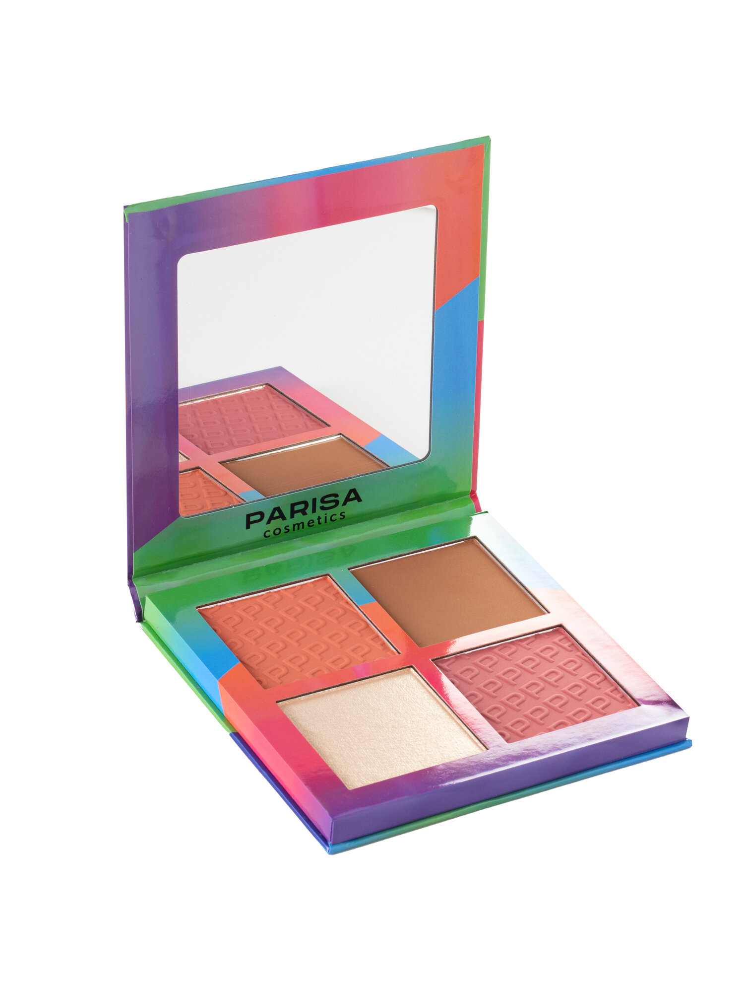 Набор для макияжа лица Parisa Face Makeup Set Glamour Glaze, 2 оттенка румян, скульптор и хайлайтер, 136г