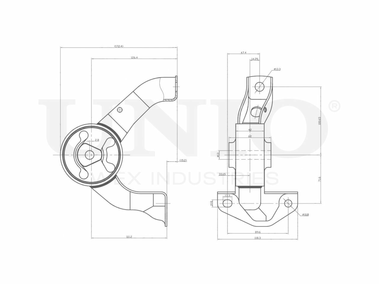 Опора двигателя задняя, для Джип Патриот 07-, Компасс Додж Калибер Jeep Patriot Compass Dodge Caliber 07-, артикул RMP-15113, производителя UNIO