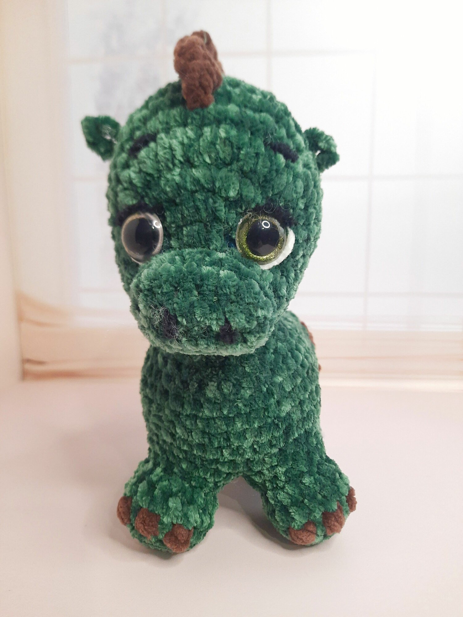 Динозавр, мягкая, вязаная игрушка ручной работы