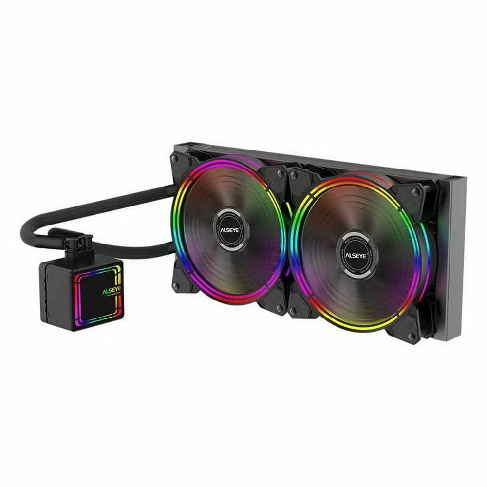 Жидкостная система охлаждения ALSEYE H280 TDP 200W (при T воздуха 45 С)Universal Platfrom PWM Single 5colors+ LED 140mm*2 6