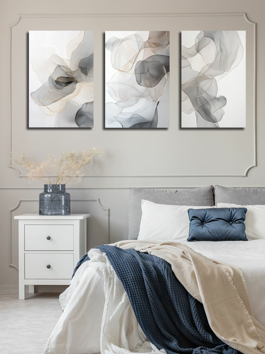 Комплект картин на холсте LOFTime 3 шт 40Х60 Абстракция дымка сер КС-1640-4060