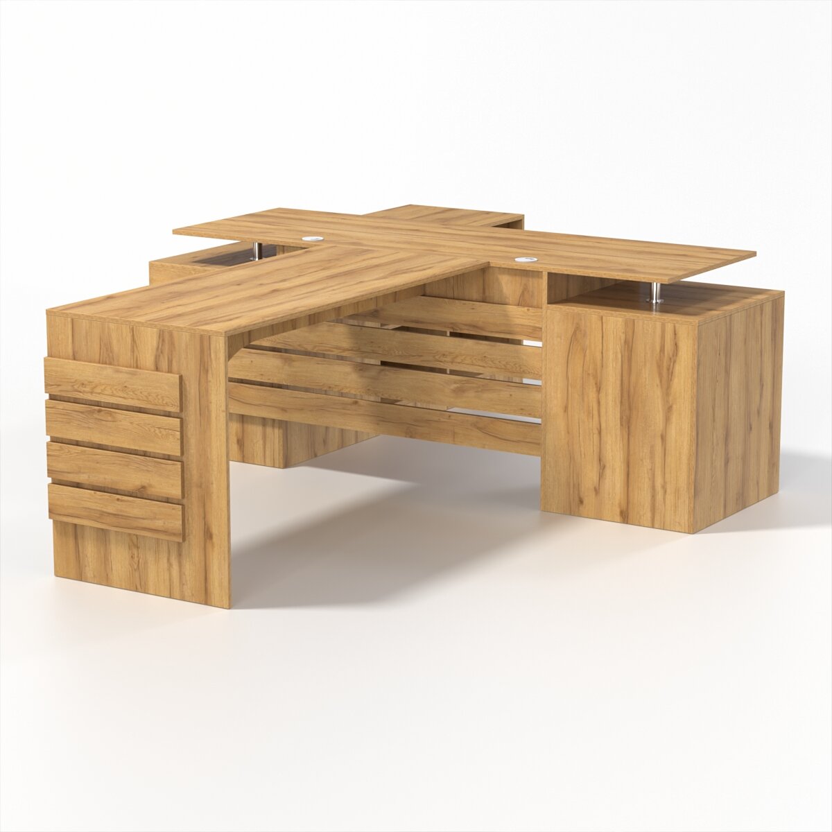 Стол руководителя №14 с приставкой брифингом, Дуб Золотистый. Производитель товара - компания Westcom.