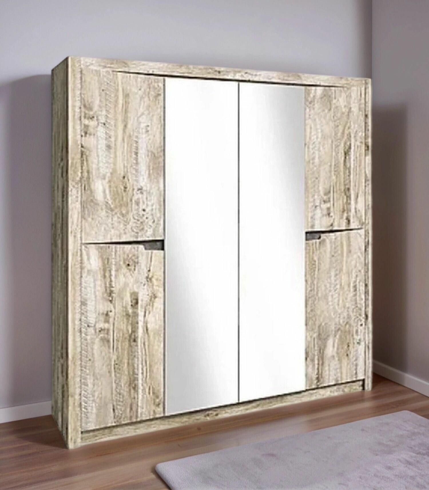 Шкаф 4-х створчатый Ривьера Дуб Юкон/Бетон Темный