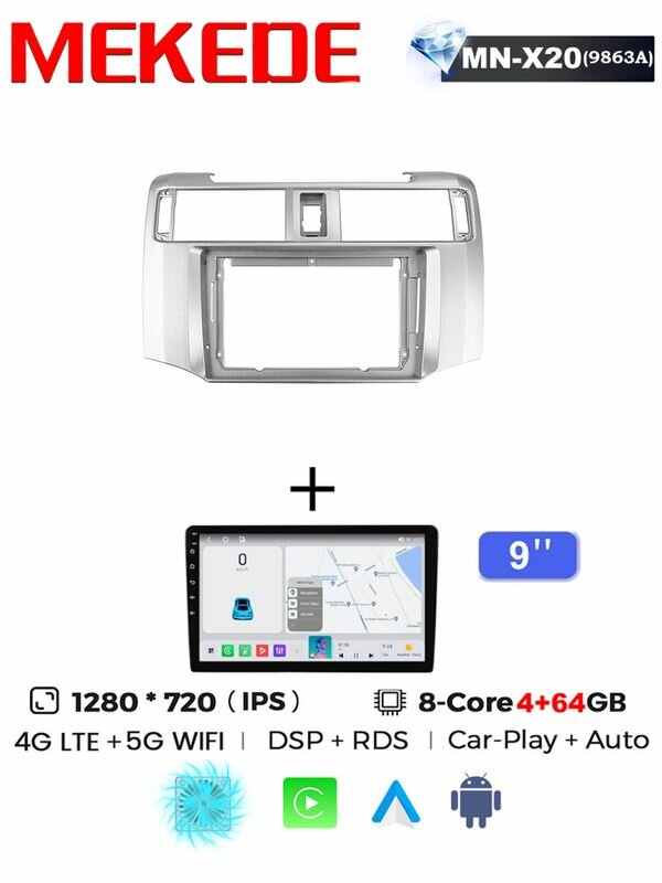 Магнитола 9" Mekede MN X20 Pro 4/64 Gb Toyota 4Runner 5 N280 2009-2020 carplay
