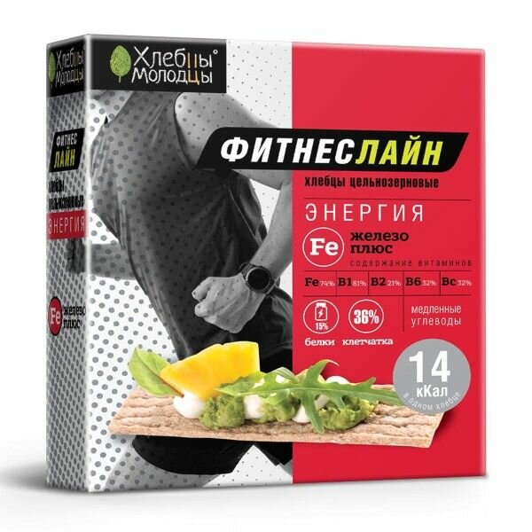 Хлебцы Фитнеслайн Хлебцы Молодцы железо плюс 100г 4шт