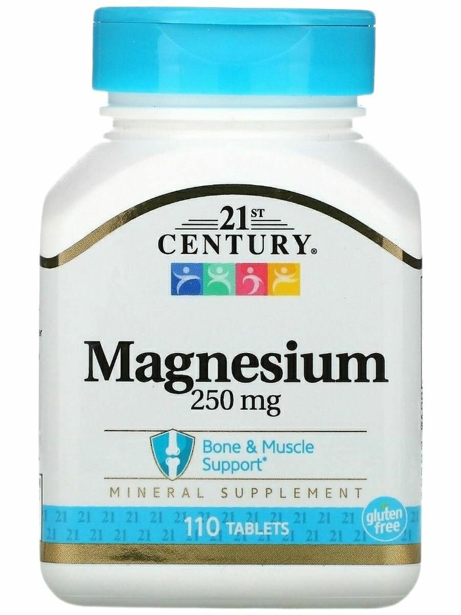 Минеральный комплекс 21st Century Magnesium, магний, без вкуса, 250 мг - 110 таблеток