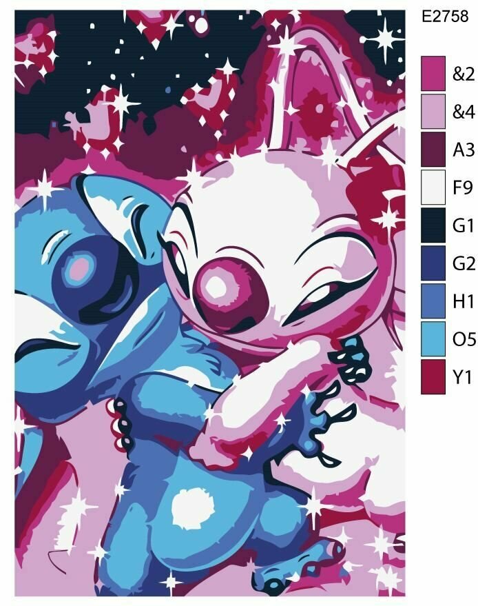 Детская картина по номерам E2758 "Стич и Ангел" 20x30